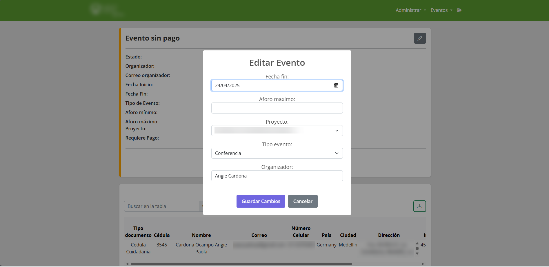 Gestión de Eventos - Angie Cardona
